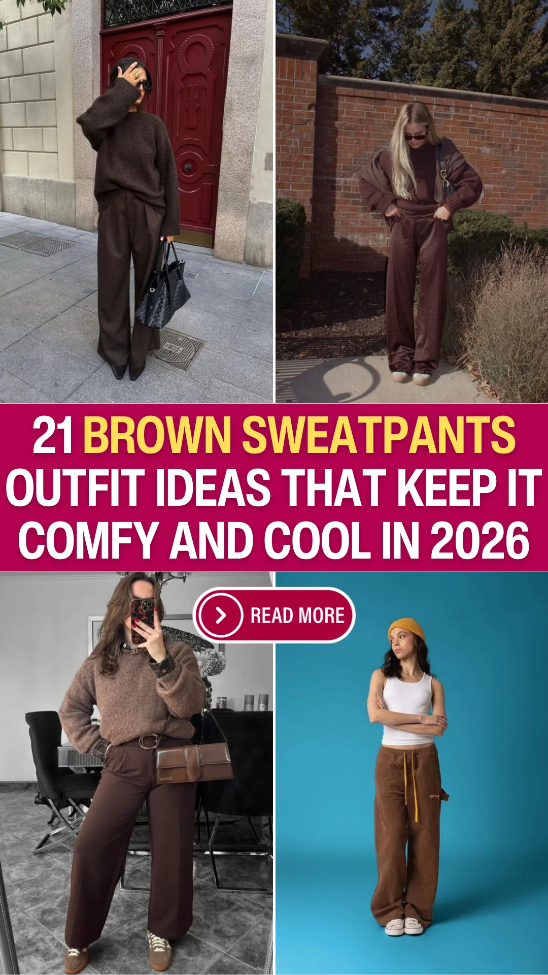 Mom and I are officially obsessed with these Brown Sweatpants Outfits ...